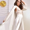Maxi Ivory Bridal Robe Floor Length Wedding Kimono for Bride Long Satin ...