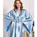 Blue Bridesmaid Robe Short Wedding Kimono Robe for Bride Bachelorette ...