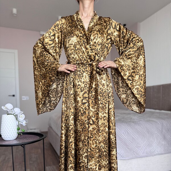 Leopard Print Satin Pajamas - Etsy