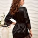 Black Satin Kimono Robe Lace Dressing Gown Robes for Women Lace Bridal ...