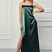 Green Long Wedding Peignoir Set Bridal Satin Robe and - Etsy