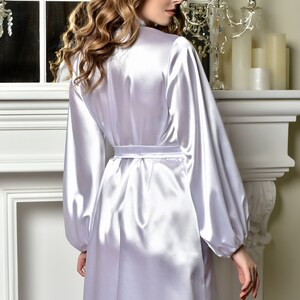 White Satin Bridal Robe for Wedding Day Short Kimono Robe for Bride ...