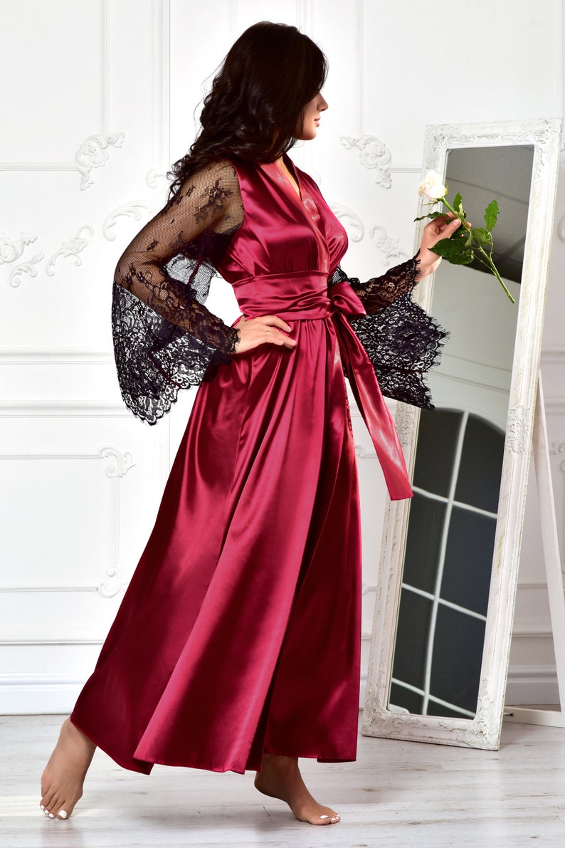 Long Lace Bridal Robe Wedding Kimono Long Bridal Robe Kimono Etsy