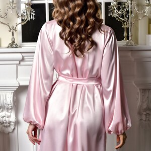 Pink Satin Bridesmaid Robe Short Kimono Robe for Maid of Honor ...