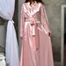 Blush Pink Bridal Peignoir Set Satin Lace Kimono Bride Robe Long Sexy ...
