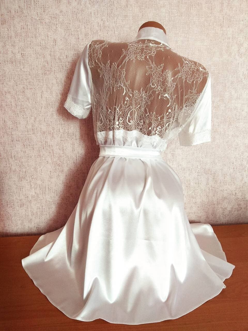 Short Sleeve Robe White Lace Robe Summer Robe Lace Bridal Robe | Etsy