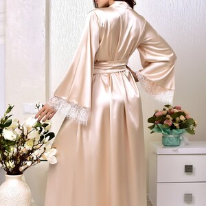 Beige Bridal Robe and Peignoir Set Bridal Lingerie Wedding Night Kimono ...