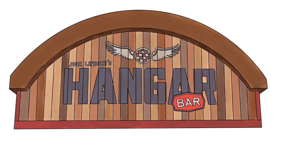 Hand Drawn Jock Lindsay's Hangar Bar Sticker - Etsy
