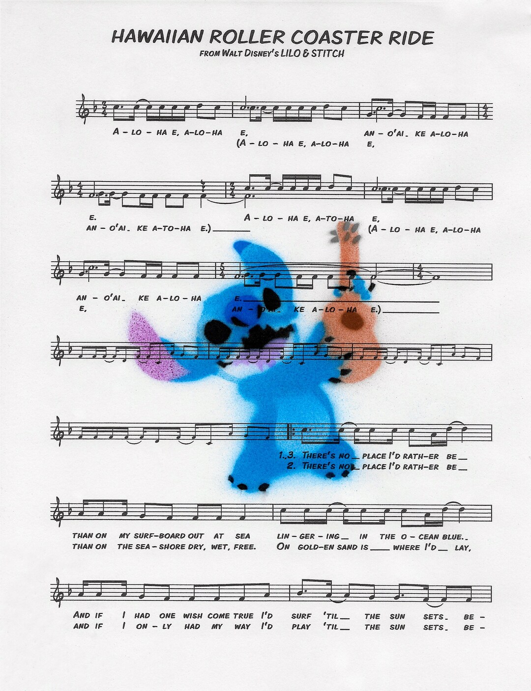 Lilo and Stitch hawaiian Roller Coaster Ride Airbrushed Silhouette ...