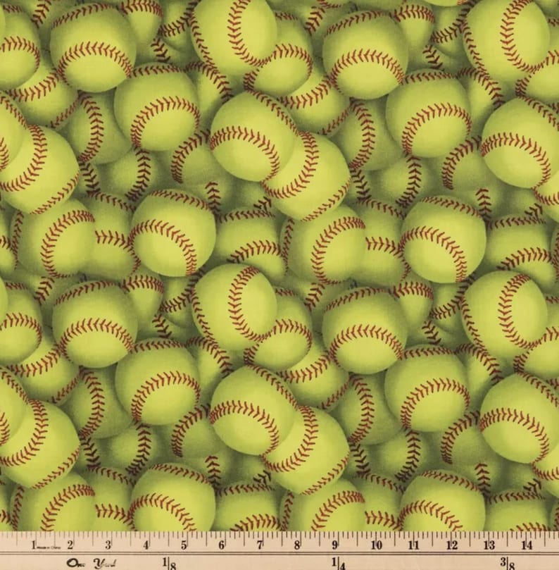 Sports Team Athletic Balls Gear Fabric Sold by the Yard BTY 100% Cotton ...