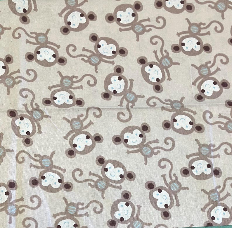 Fabric Whimsical Monkeys Brown Tan Taupe Gray 100% Cotton FQ Fat ...