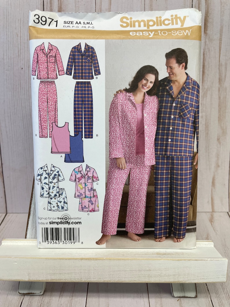 Simplicity Sewing Pattern 3971 Family Pajamas Top Pants Shorts Pjs ...