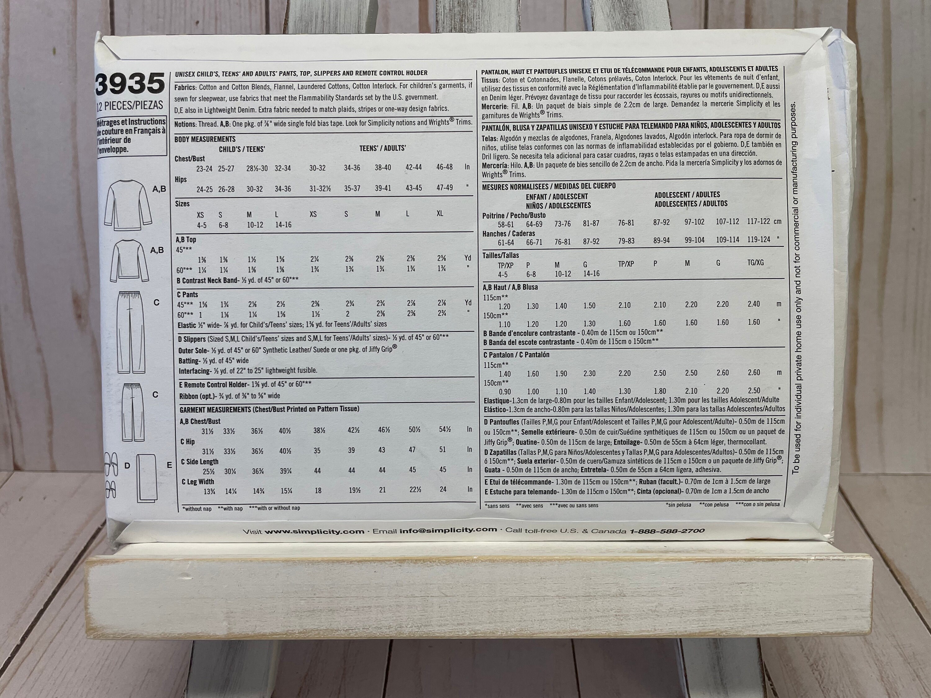 Simplicity Sewing Pattern 3935 Family Child Adult Pajamas PJ Pants ...