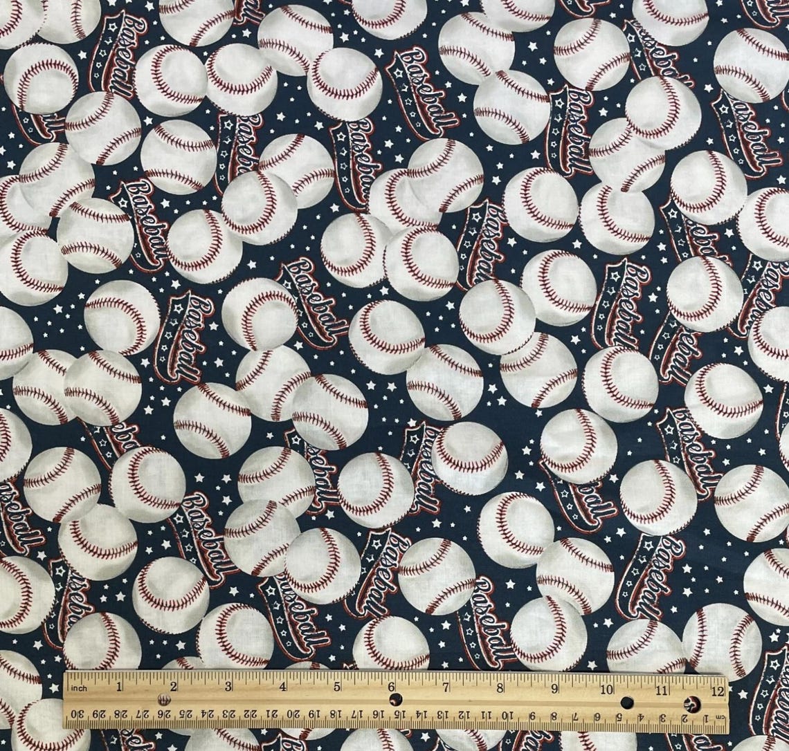 Sports Team Athletic Balls Gear Fabric Sold by the Yard BTY 100% Cotton ...
