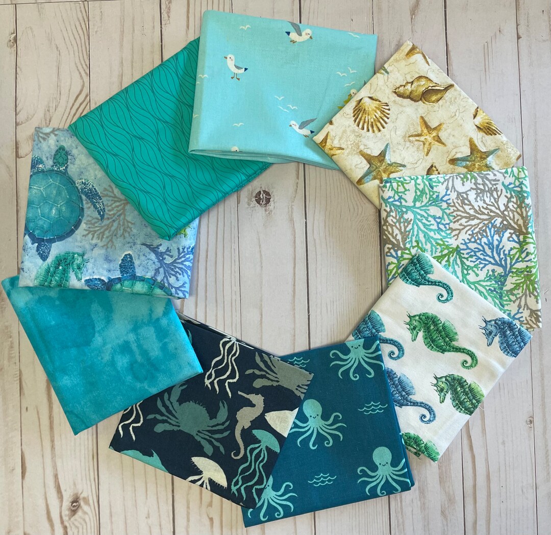 Fabric FQ Fat Quarter Beach Ocean Sea Life 100% Cotton Quilt NEW - Etsy