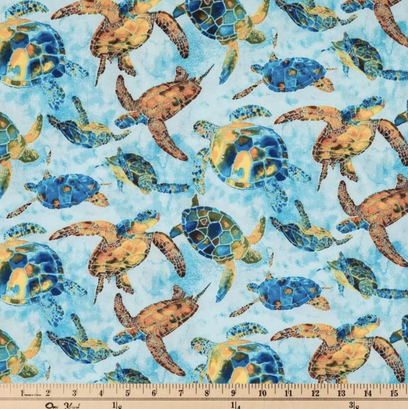 Fabric FQ Fat Quarter Beach Ocean Sea Life 100% Cotton Quilt NEW - Etsy