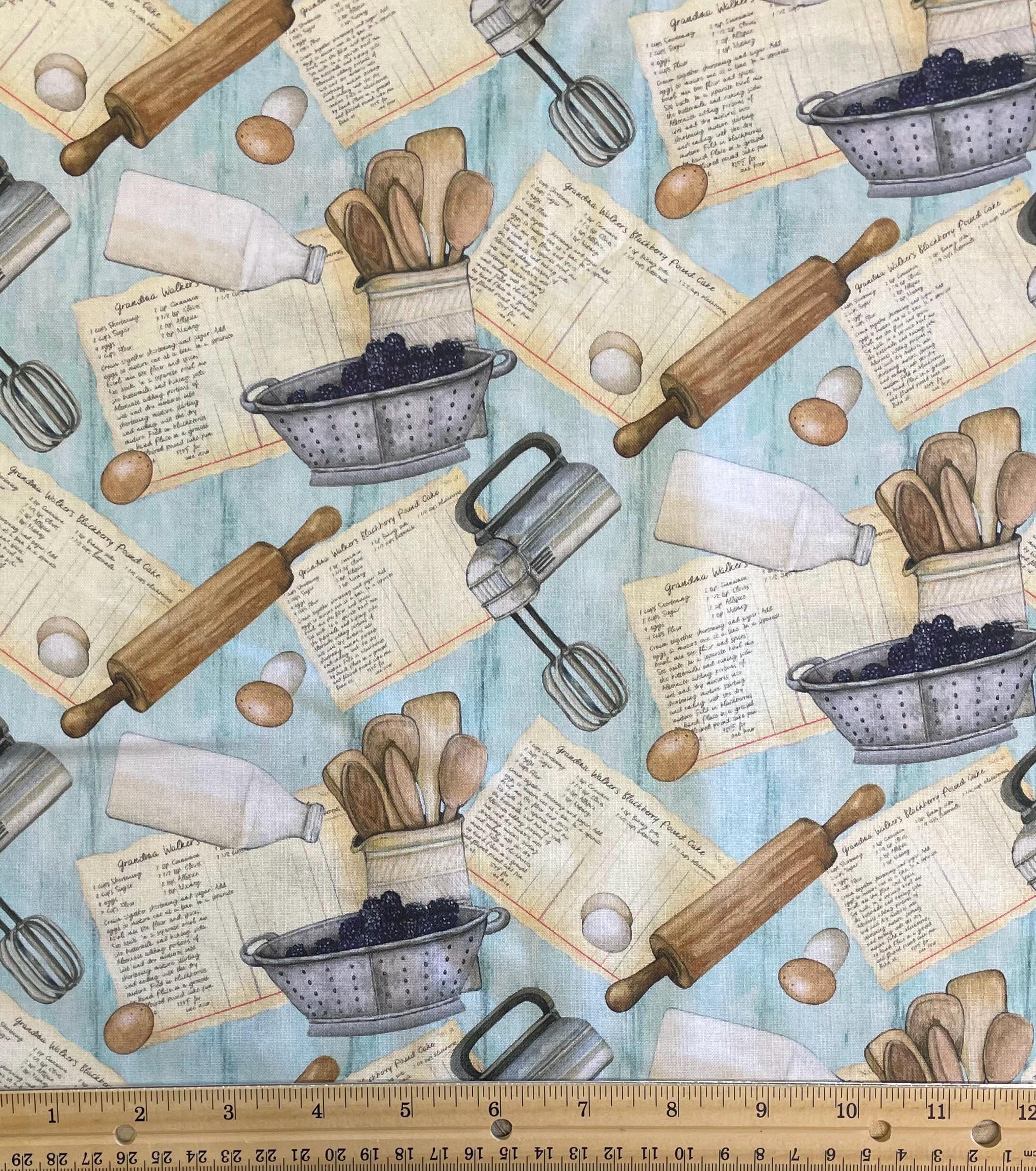 Fabric Baking Kitchen Bread Baked Good Assorted Prints 100% Cotton Sold ...