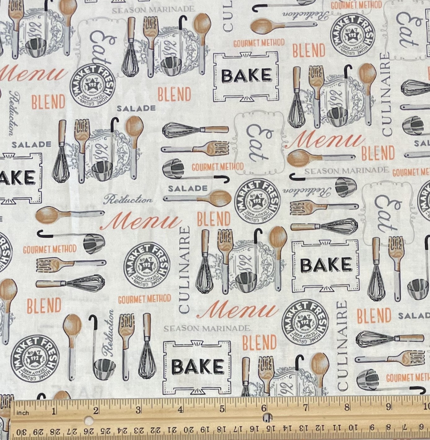 Kitchen Baking Cooking Theme Fabric Sold by the Yard BTY Quilt 100% ...
