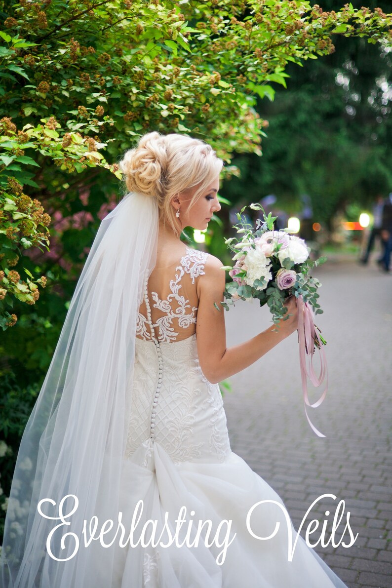 108 Soft Wedding Veil, Simple Bridal Veil, Fingertip Veil, Cathedral ...