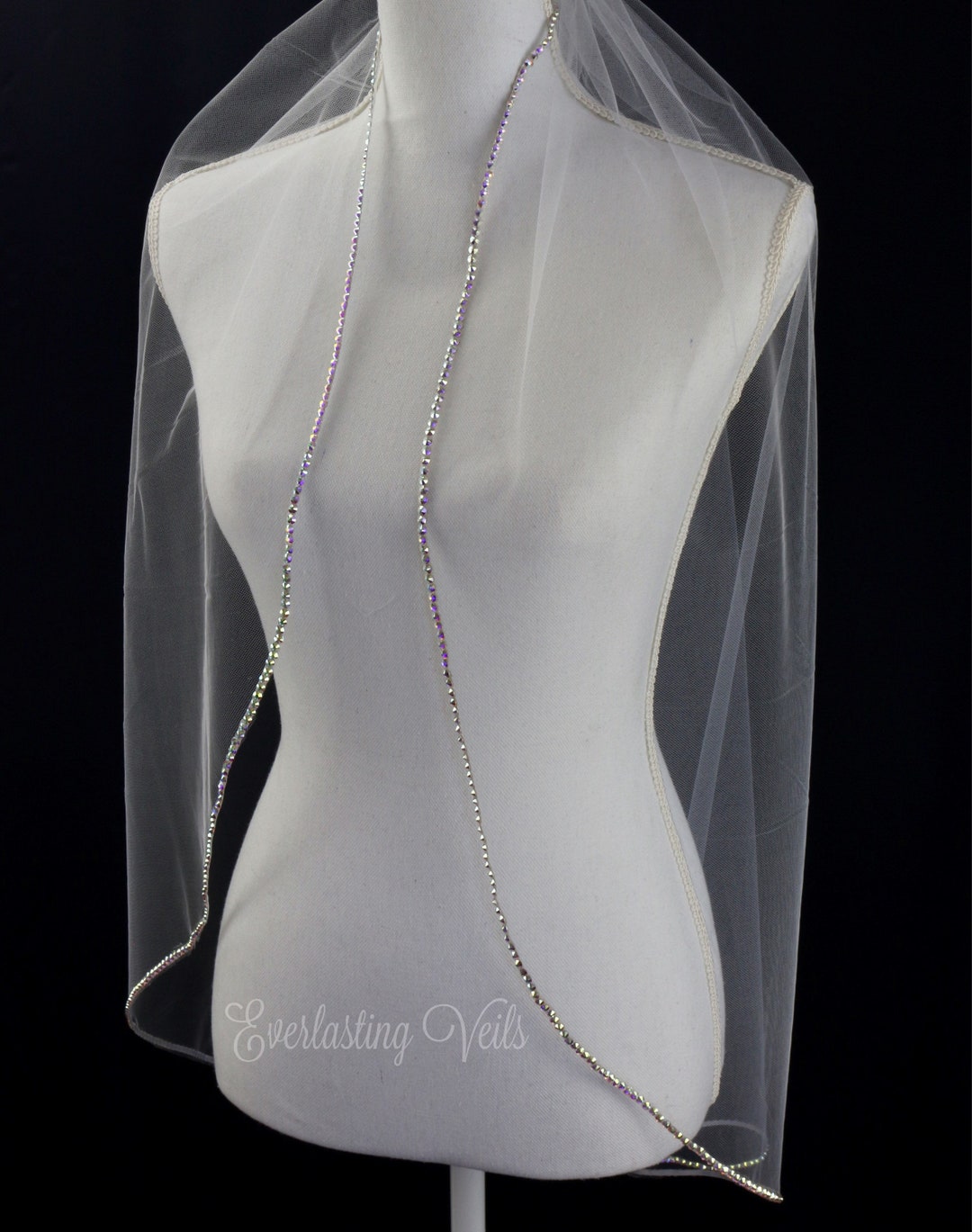 Swarovski Crystal Edge Wedding Veil: Bridal Rhinestone Trim - Etsy