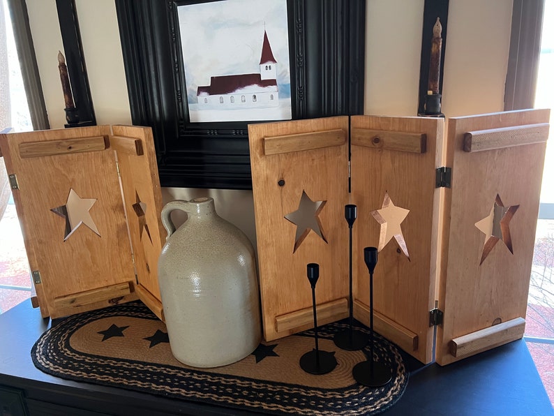 Trifold Rustic Farmhouse Stained Star Shutter - Etsy