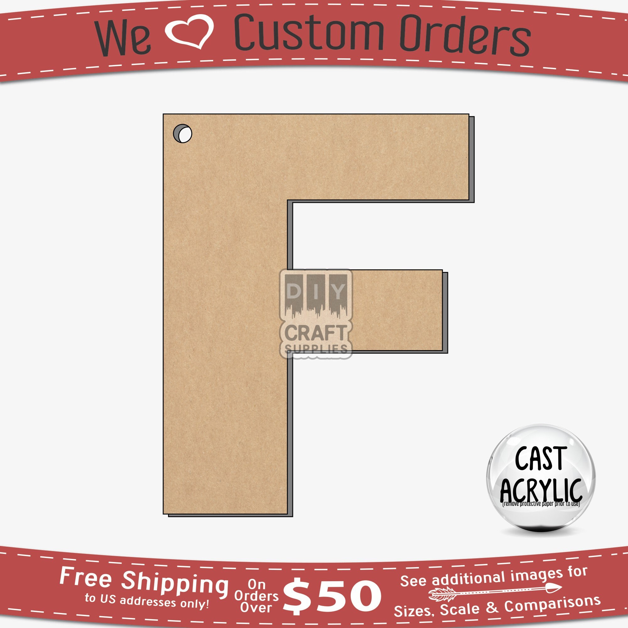 Letter F Sans Serif Acrylic Craft Blank for Key Chains - Etsy