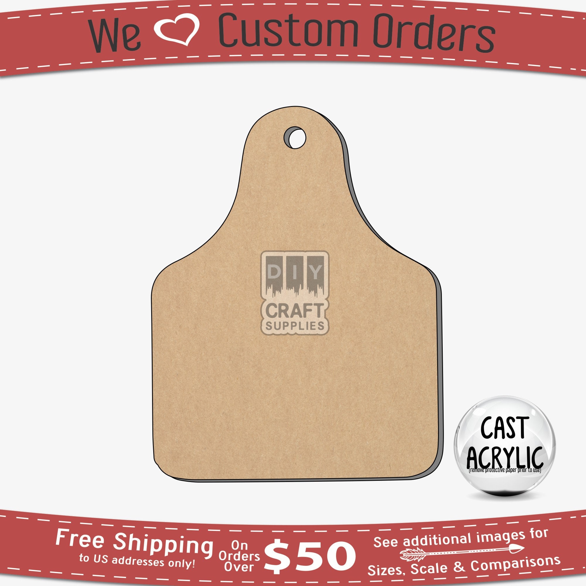 Cow Ear Tag Acrylic Shape Acrylic Cow Ear Tag Shaped Blank - Etsy