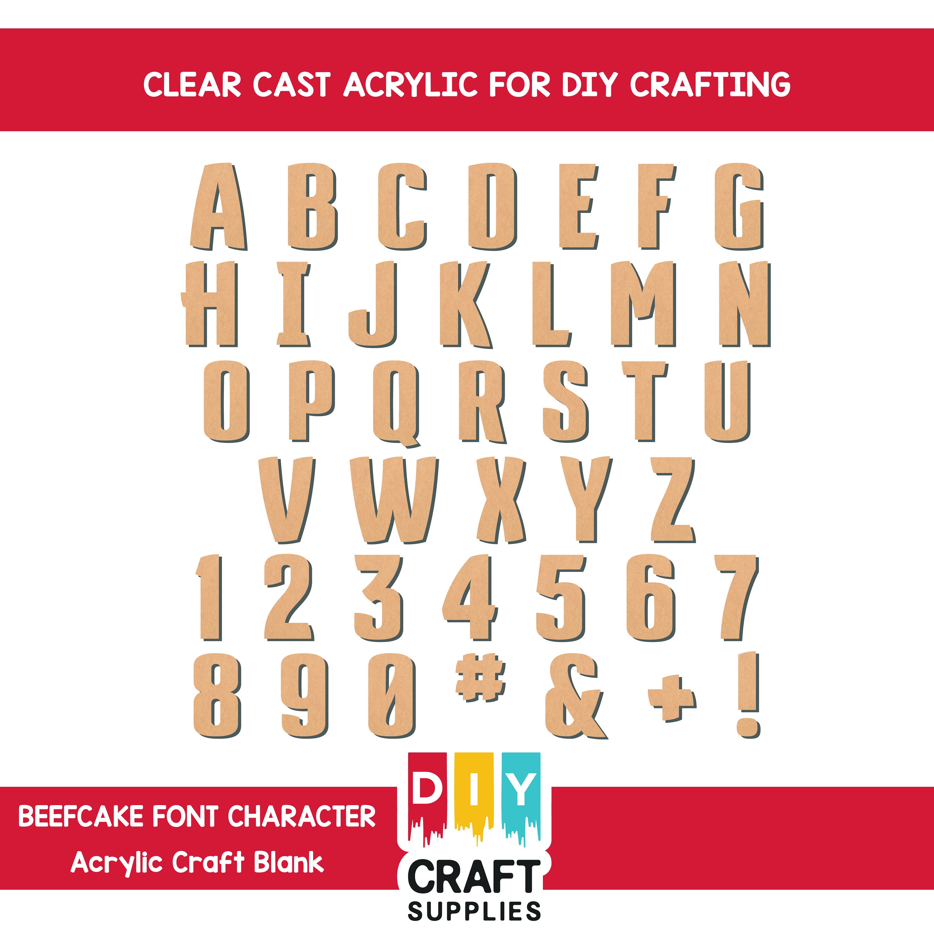 3.5" Clear Acrylic Beefcake Font Alphabet Blank: DIY Keychain Craft - Etsy