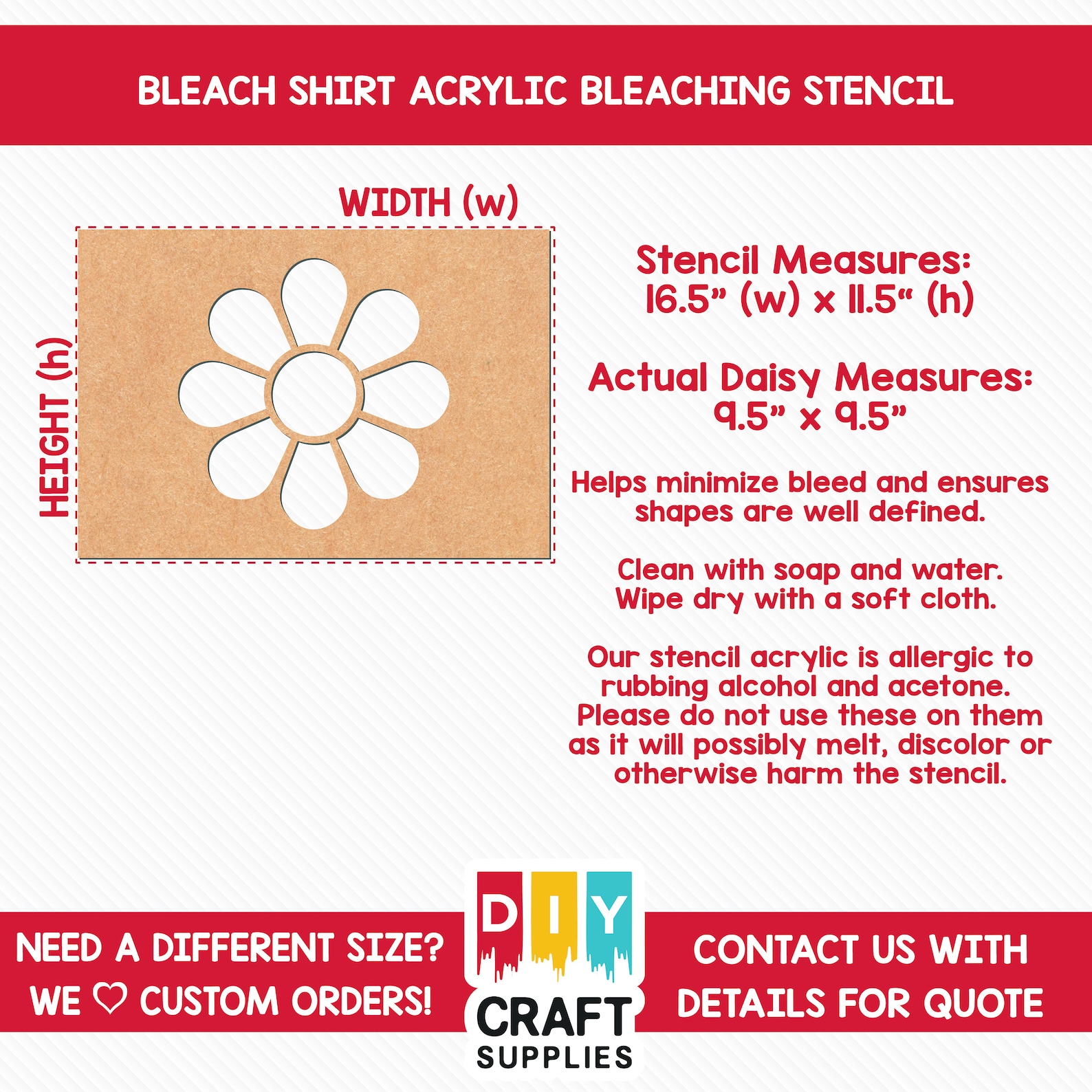 Daisy Flower Bleach Stencil: Reusable Acrylic Template - Etsy