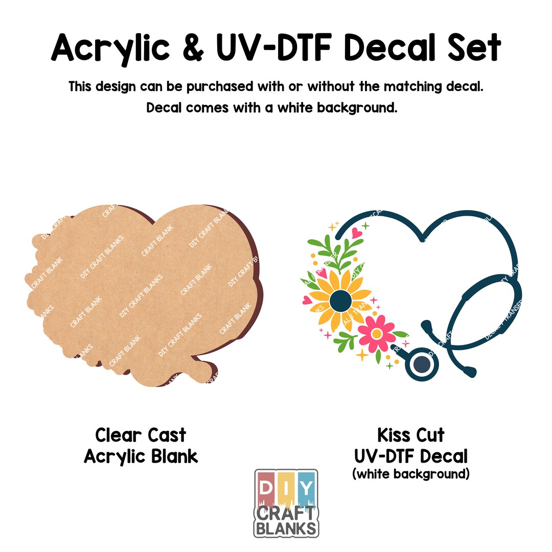 Floral Stethoscope Acrylic Blank With Optional UV-DTF Decal - Etsy