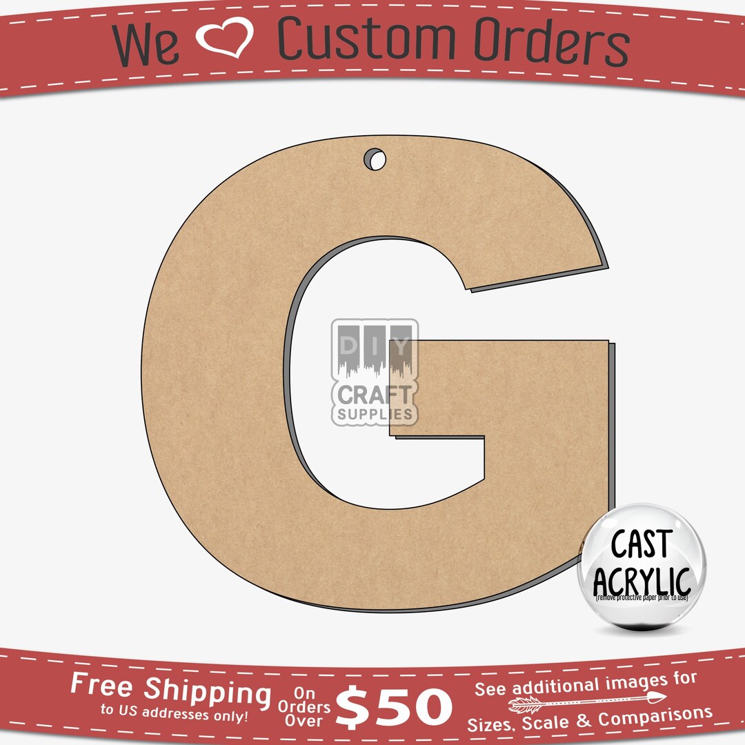 Letter G Sans Serif Acrylic Craft Blank for Key Chains, Alphabet G ...