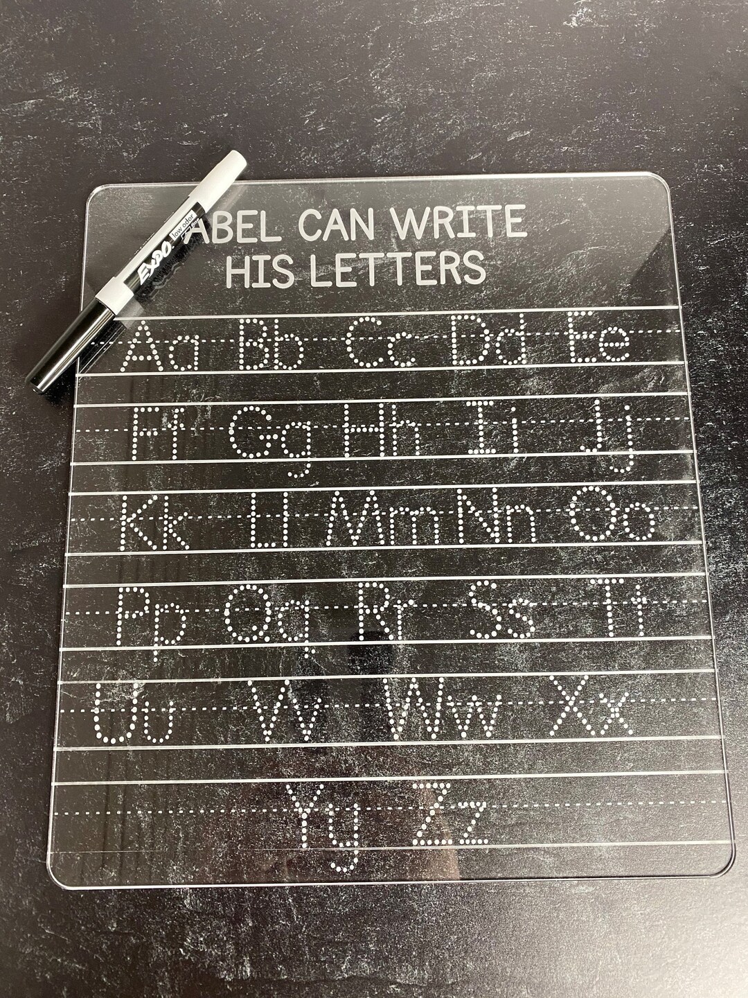 Personalized Reusable Acrylic Dry Erase Alphabet Tracing Board 10.2" W ...