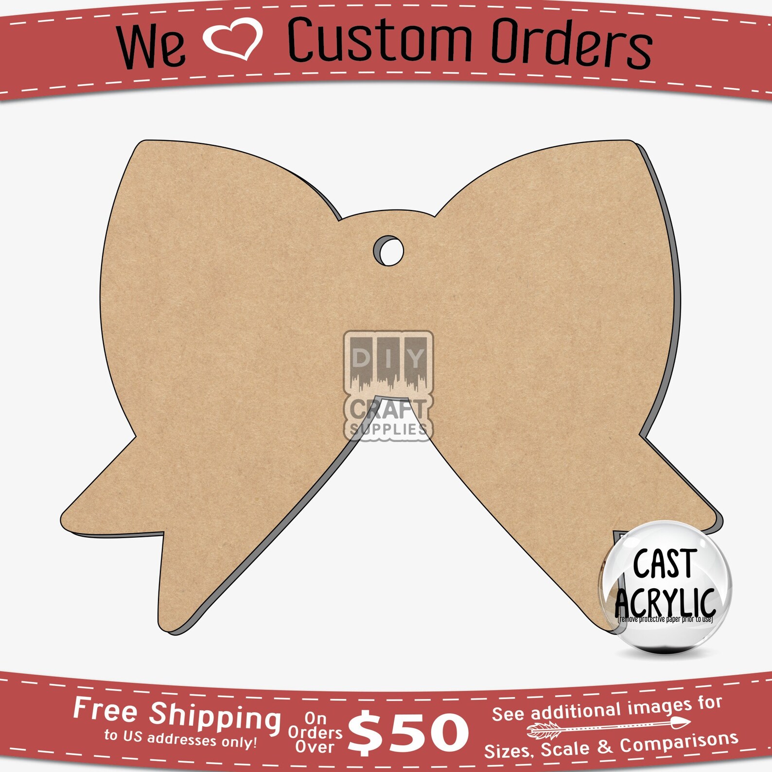 Cheer Bow Acrylic Shape Craft Blank, Keychain Blanks - Etsy