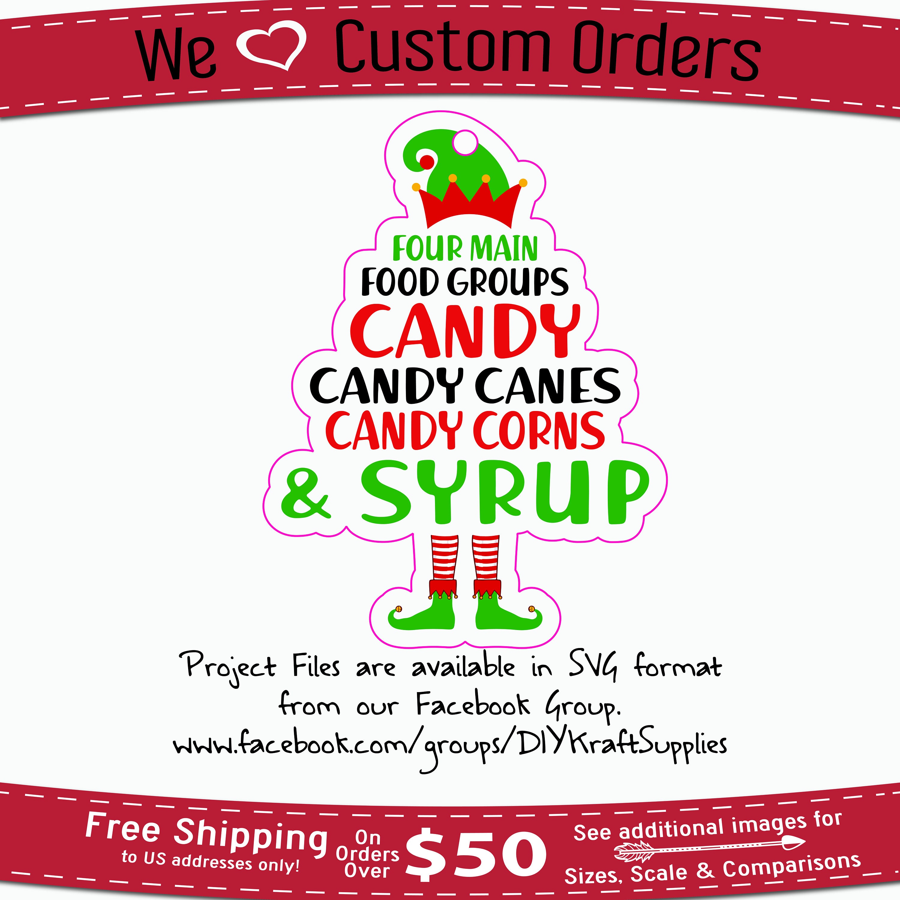 Elf 4 Main Food Groups Elf Acrylic Shape Holiday Acrylic - Etsy