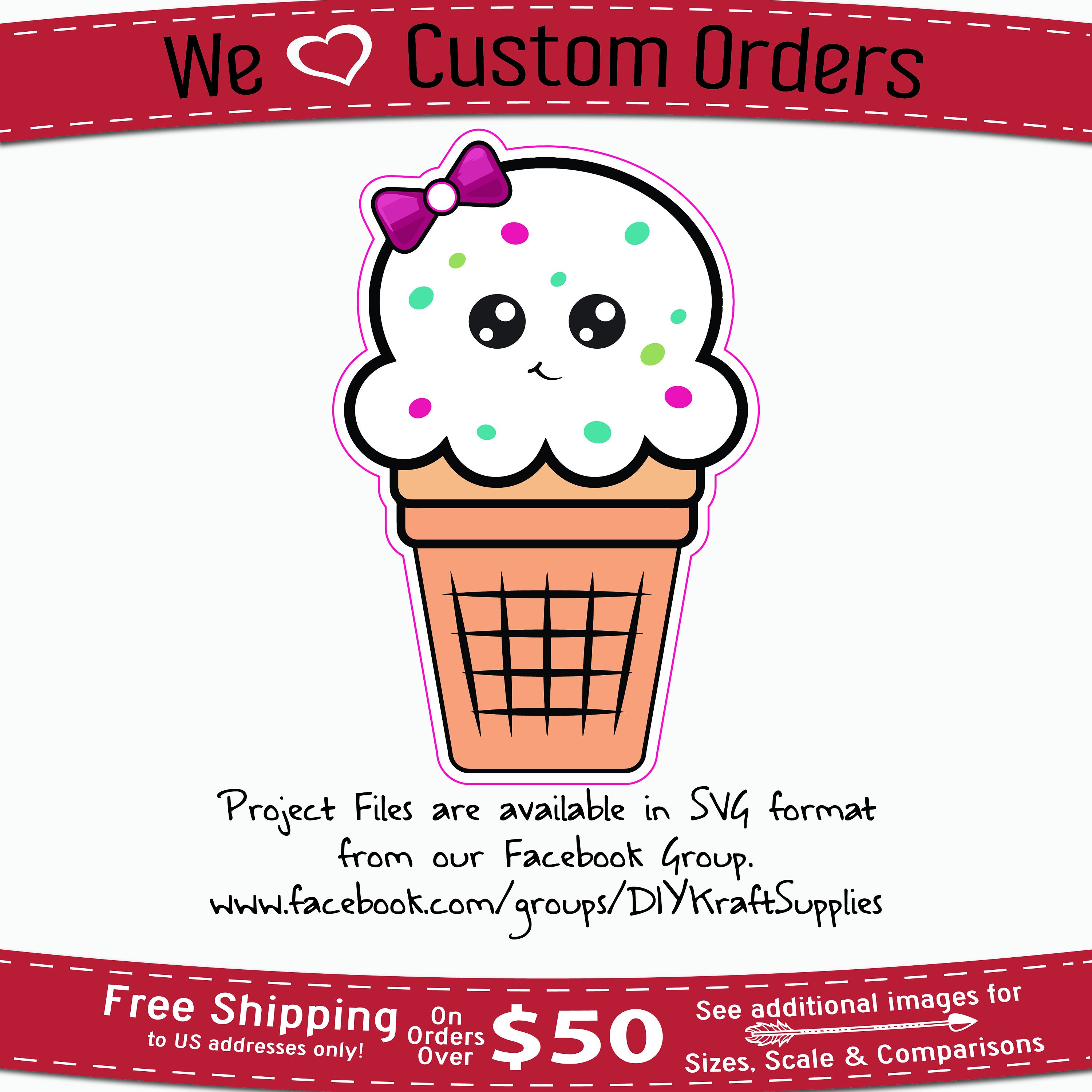 Ice Cream Cone With Ribbon Craft Blank Ice Cream Cone - Etsy