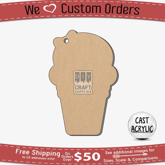 Ice Cream Cone With Ribbon Craft Blank Ice Cream Cone | Etsy