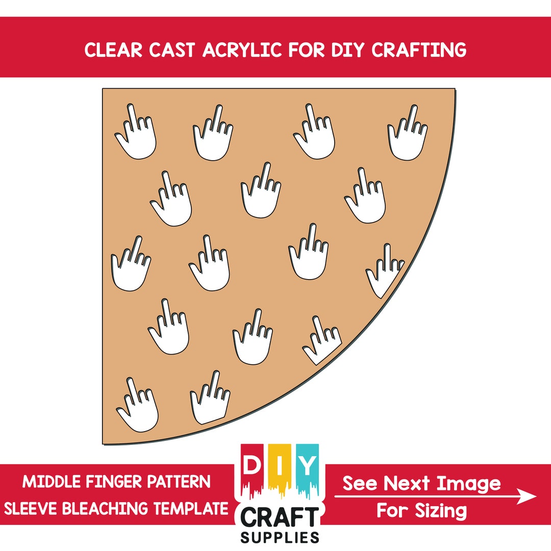 Middle Finger Pattern Reusable Stencil Sleeves for Bleaching, Acrylic ...