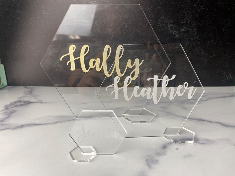 Hexagon Acrylic Stands Hexagon Sign Stand Acrylic Holders | Etsy