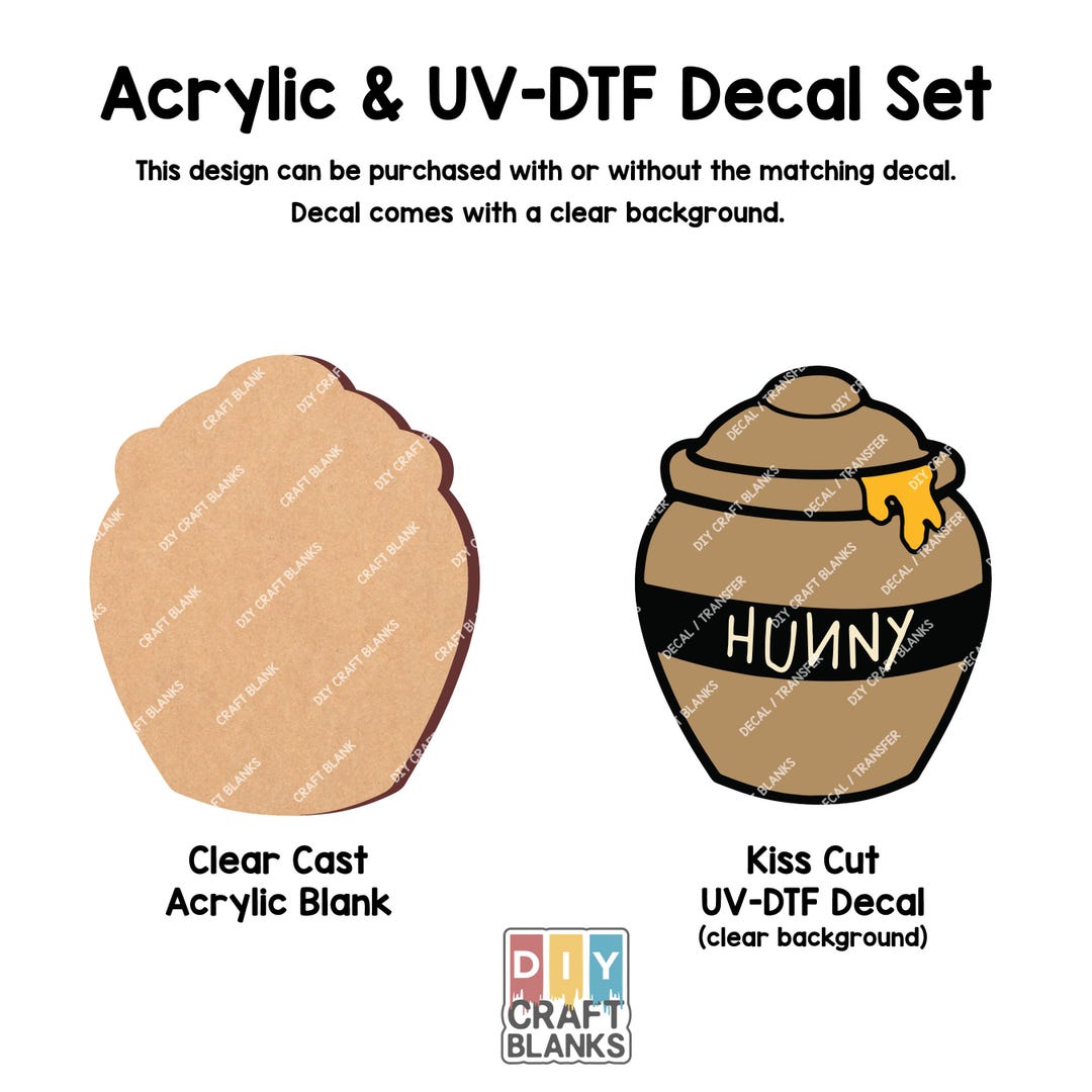 HUNNY Honey Pot Craft Blank – 1/8” Clear Cast Acrylic, SVG Included ...