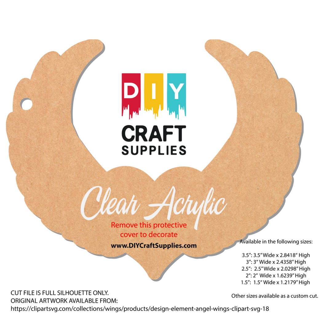 Package of Heart With Angel Wings Acrylic Craft Blanks - Etsy