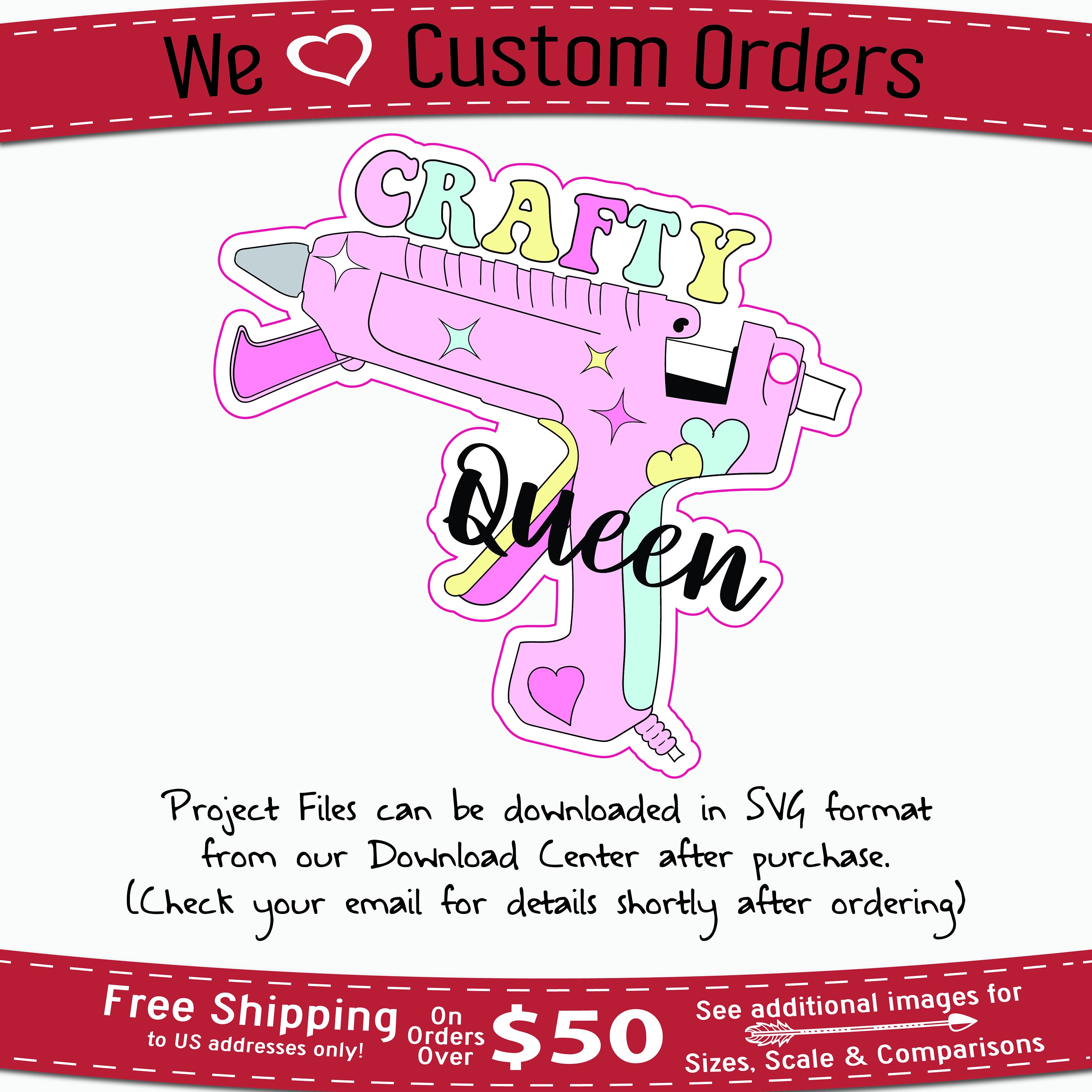 Glue Gun, Crafty Queen, Keychain, Badge Reel, Phone Grip, Craft Project ...