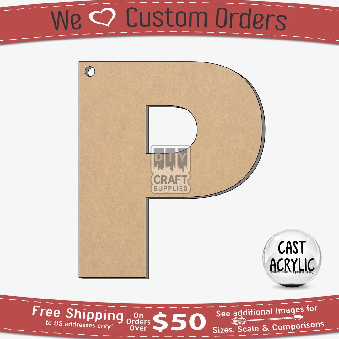Letter P Sans Serif Acrylic Craft Blank for Key Chains, Alphabet P ...