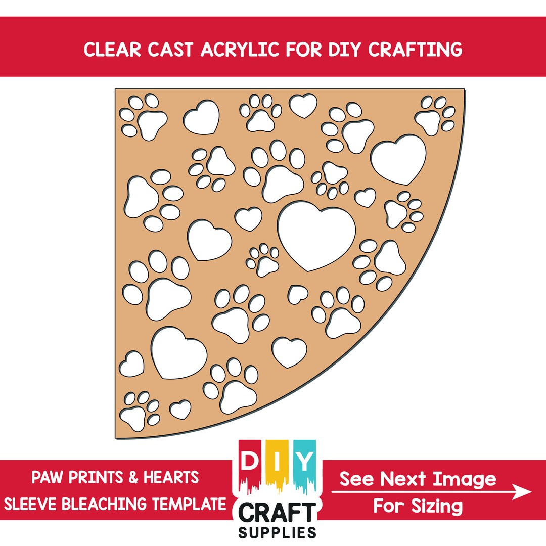 Paw Print and Hearts Pattern Reusable Stencil Sleeves for Bleaching ...