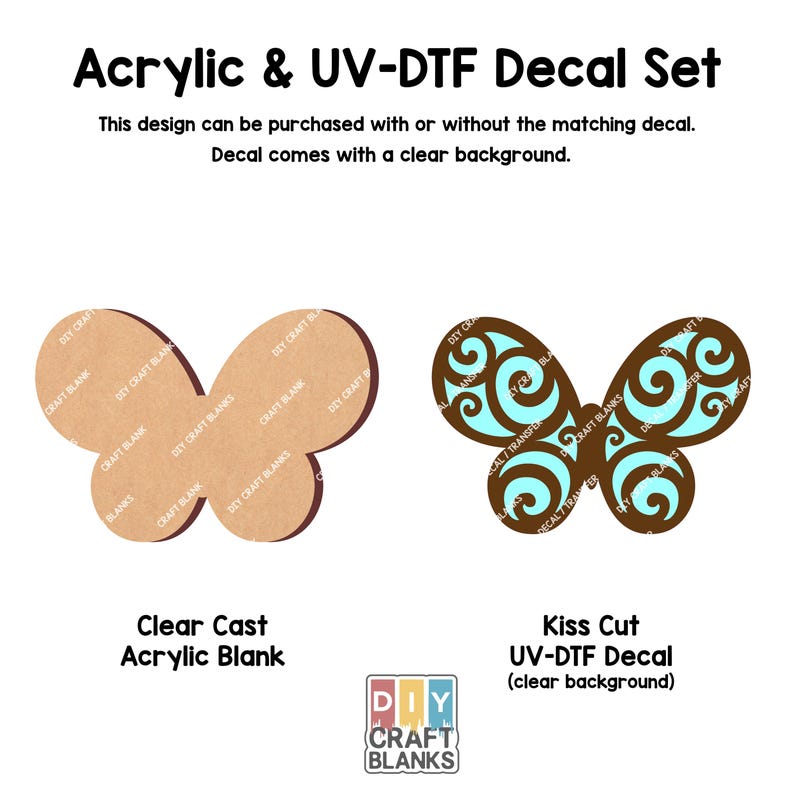 Butterfly Acrylic Craft Blank: DIY Keychain, Badge Reel With Optional ...