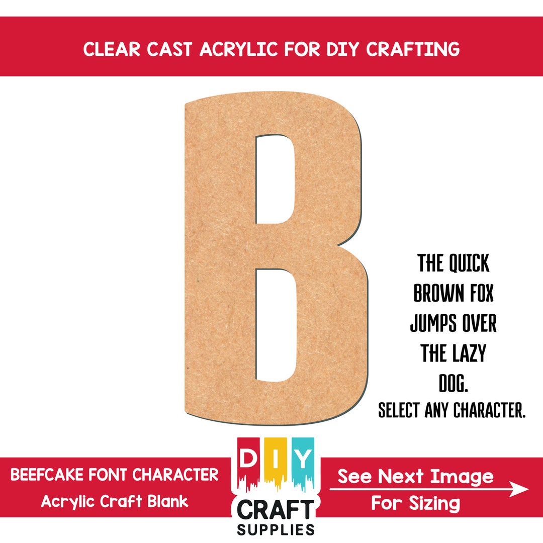 2" Clear Acrylic Beefcake Font Alphabet Blanks: DIY Keychain Craft - Etsy