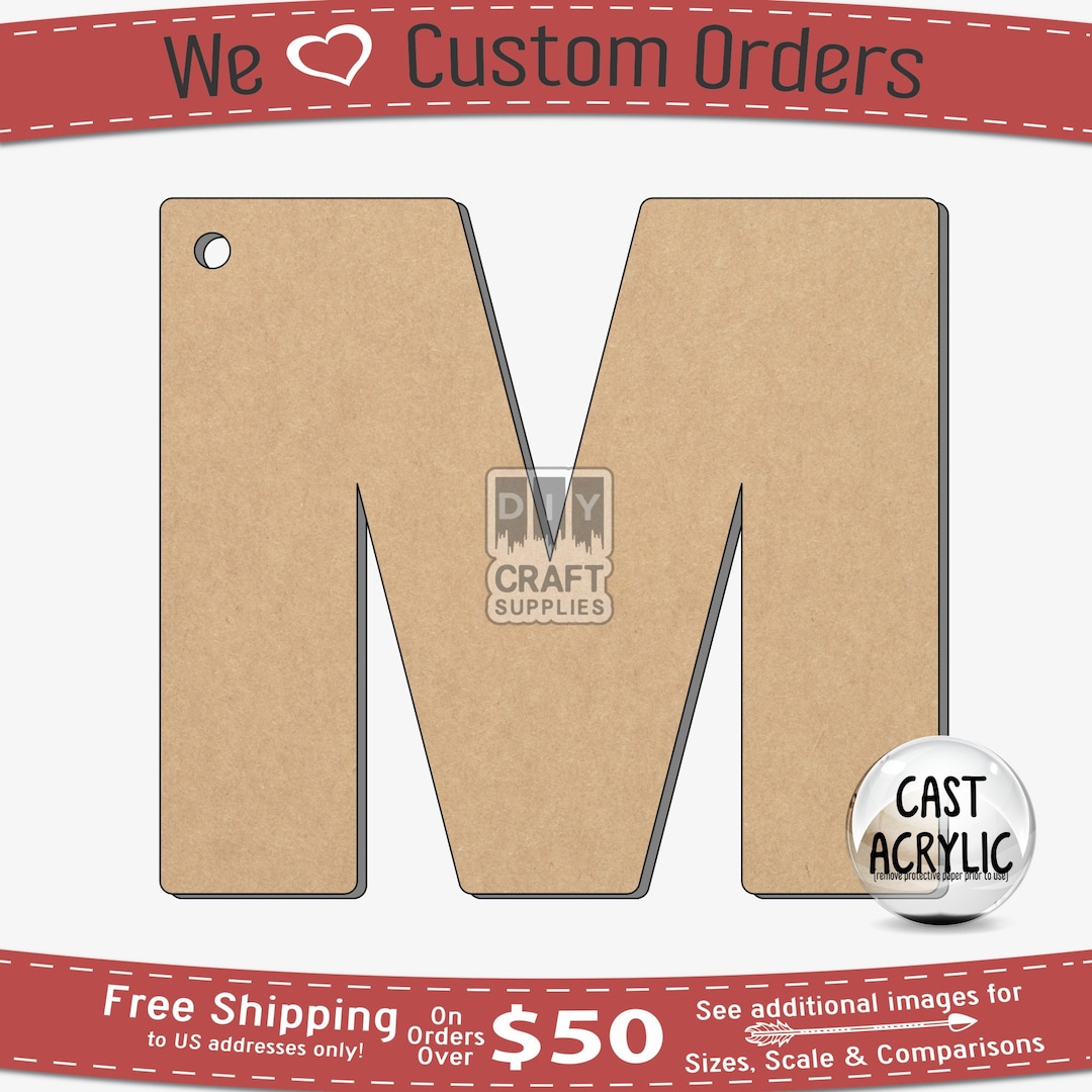 Letter M Sans Serif Acrylic Craft Blank for Key Chains, Alphabet M ...