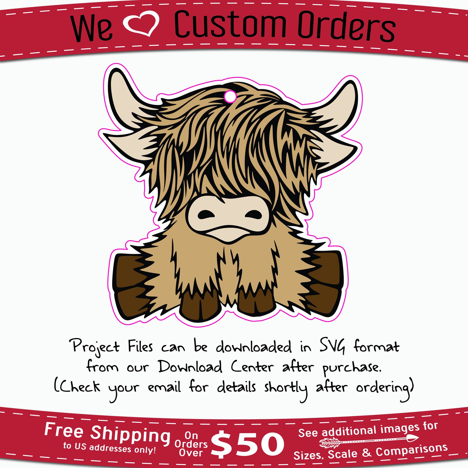 Highlands Cow Center Sitting Cow DIY Craft Blank Keychain - Etsy