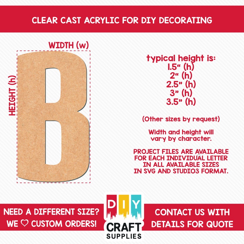 3" Clear Acrylic Beefcake Font Alphabet Blanks: DIY Keychain Craft ...