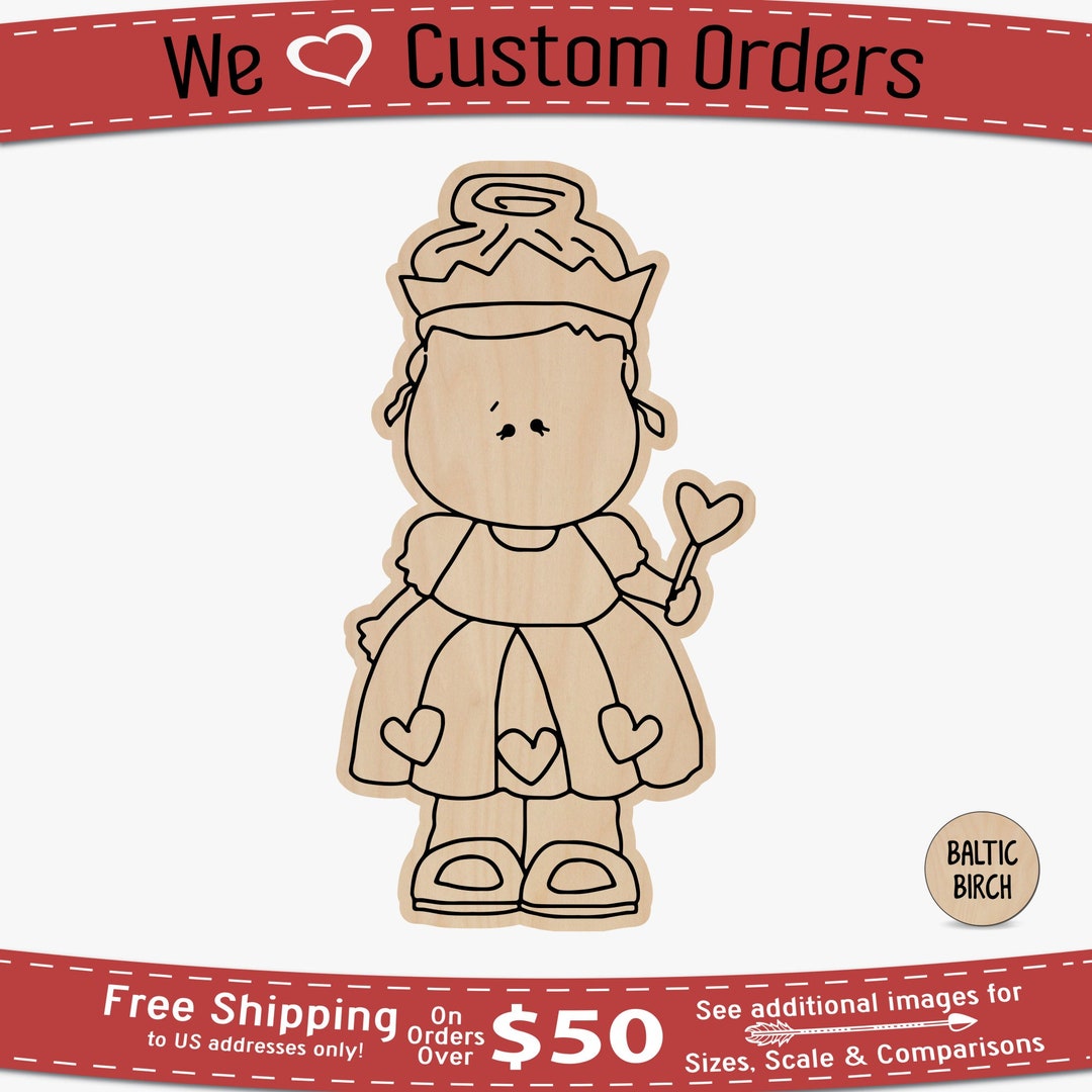 Princess - Laser Cut Out Unfinished Wood Shape Craft Blank, Paintable ...