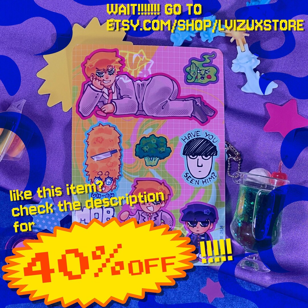 MOB PSYCHO 100 Sticker Sheet - Mob - Reigen - Dimple - Teruki - Mp100 ...